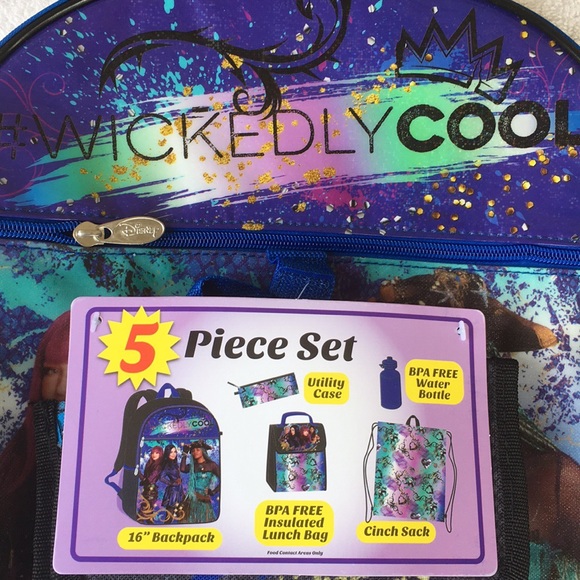 Disney | Accessories | Disney Descendants 2 Backpack 5 Piece Set Nwt ...
